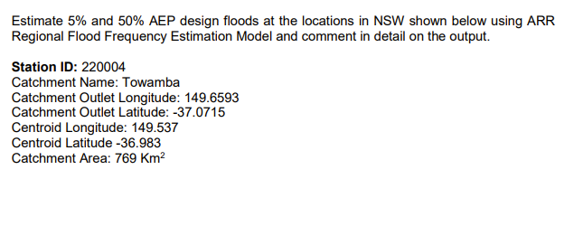 Solved Estimate 5% and 50% AEP design floods at the | Chegg.com