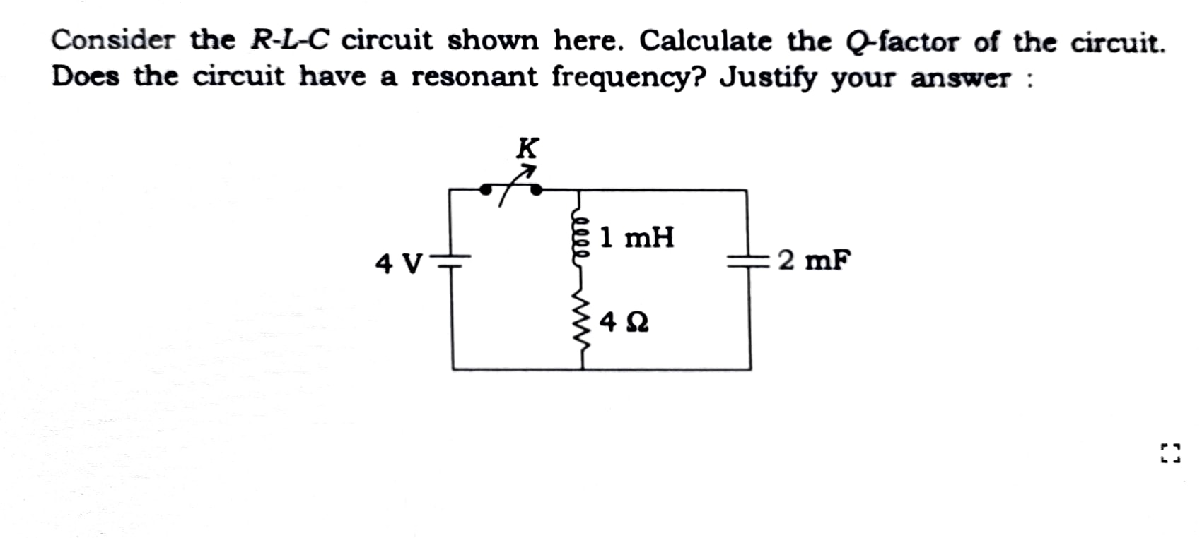 Solved Consider the R−L−C circuit shown here. Calculate the | Chegg.com