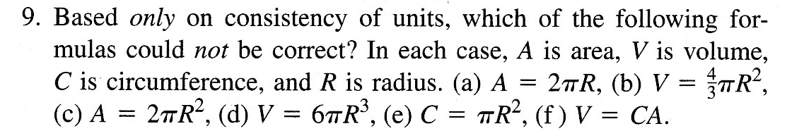 Solved 9. Based only on consistency of units, which of the | Chegg.com