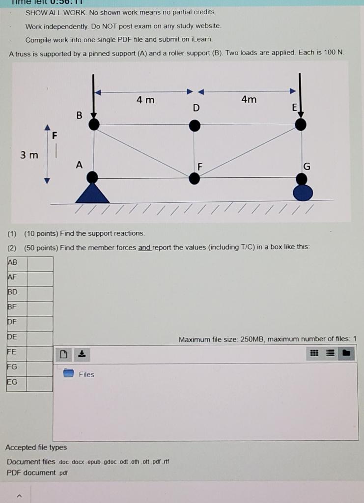 Solved (10 points) Find the support reactions. (2) (50 | Chegg.com