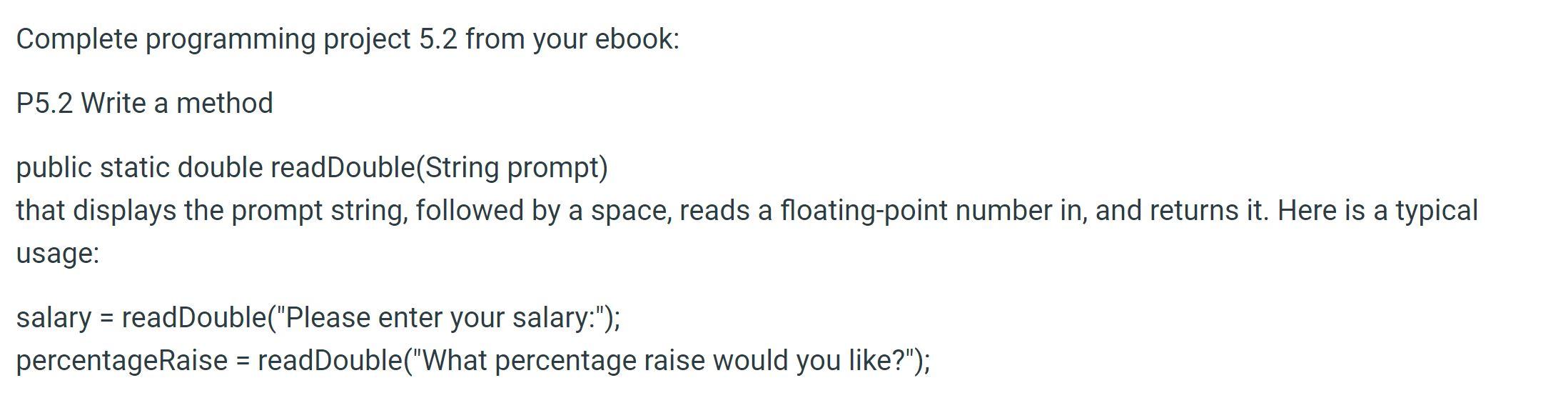Solved Complete programming project 5.2 from your ebook: | Chegg.com