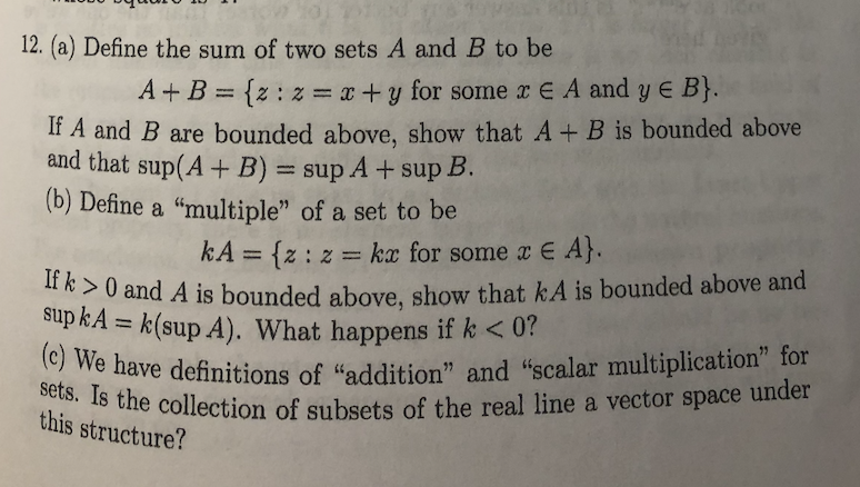 Solved - 12. (a) Define the sum of two sets A and B to be A+ | Chegg.com
