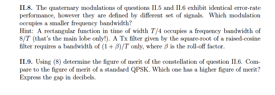 Part II - Quaternary modulations, M = 4 signals II.1. | Chegg.com
