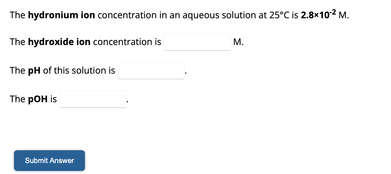 Solved The hydronium ion concentration in an aqueous | Chegg.com