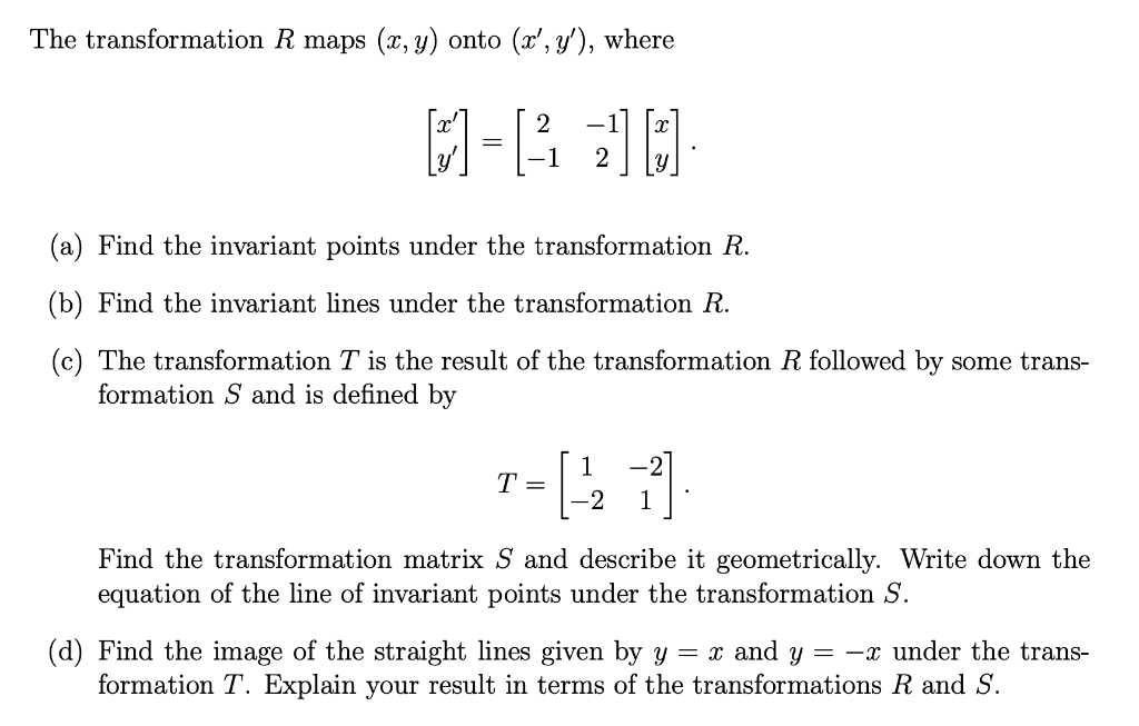 Solved The transformation R maps (x,y) onto (x′,y′), where | Chegg.com