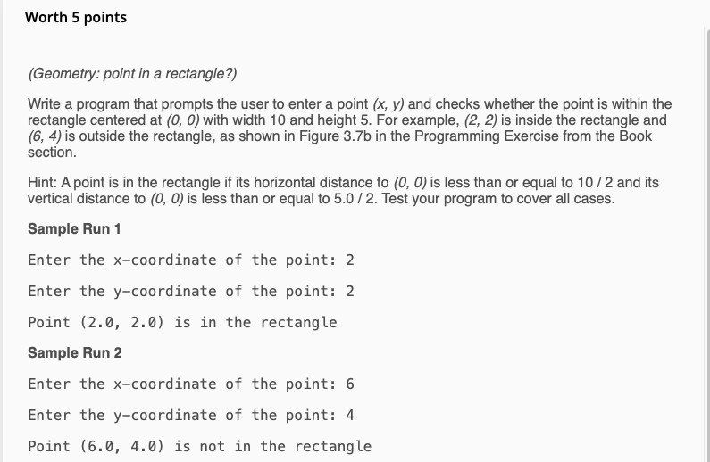 Solved Worth 5 points (Geometry: point in a rectangle?) | Chegg.com