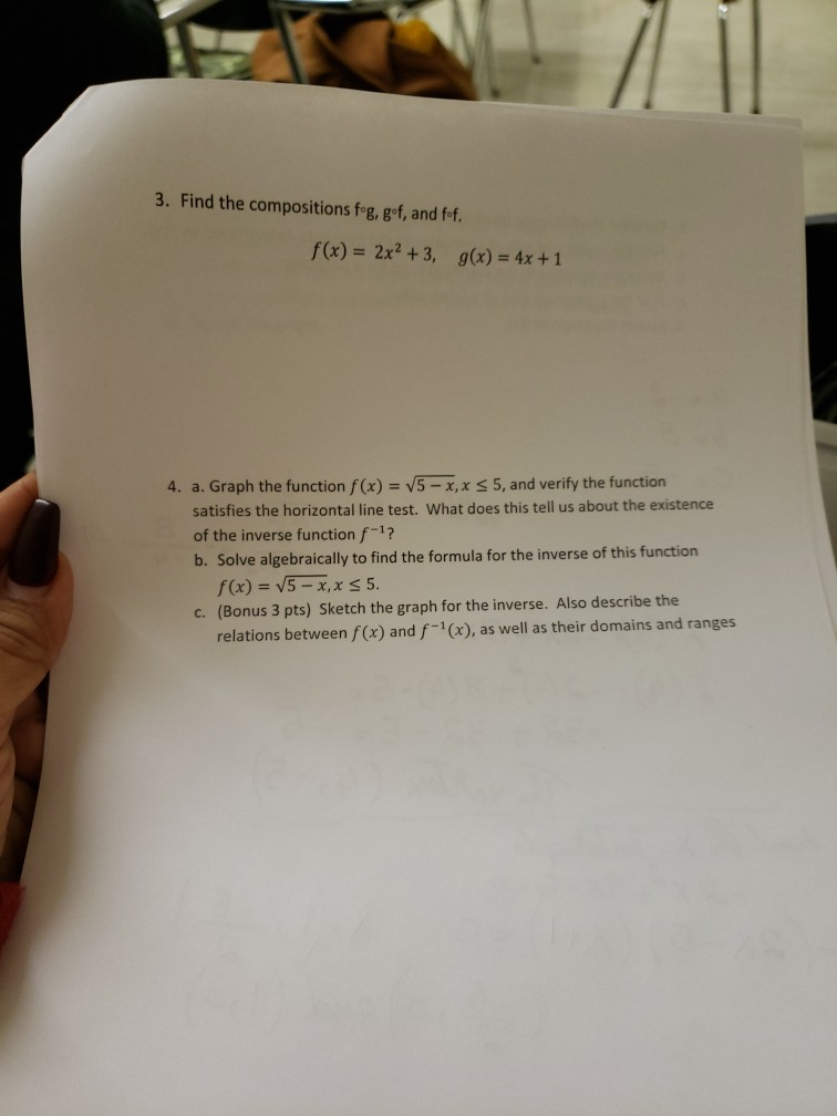 Solved 3. Find the compositions fog, gof, and fof. f(x) = | Chegg.com