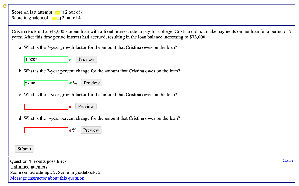 Solved Score on last attempt: 2 out of 4 Score in gradebook: | Chegg.com
