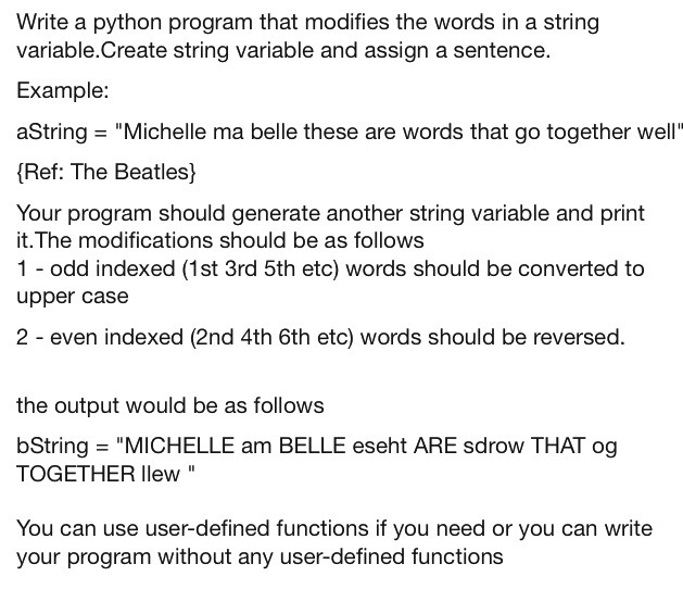 Solved Write A Python Program That Modifies The Words In A 