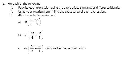 Solved 1. For each of the following: 1. Rewrite each | Chegg.com