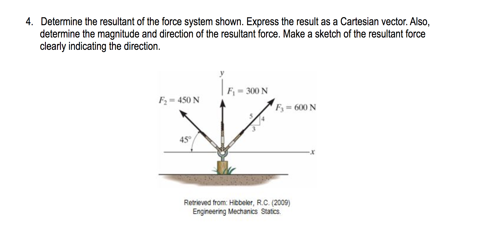 Solved 4. Determine the resultant of the force system shown. | Chegg.com