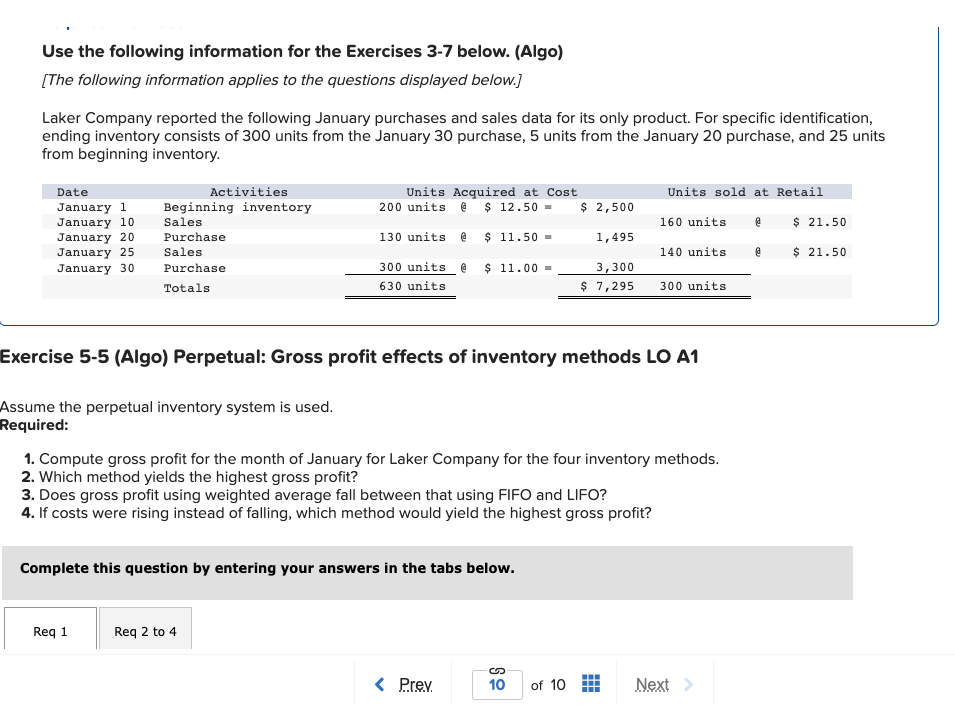 Solved Use the following information for the Exercises 3-7 | Chegg.com