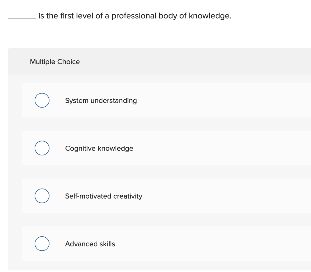 Solved is the first level of a professional body of | Chegg.com