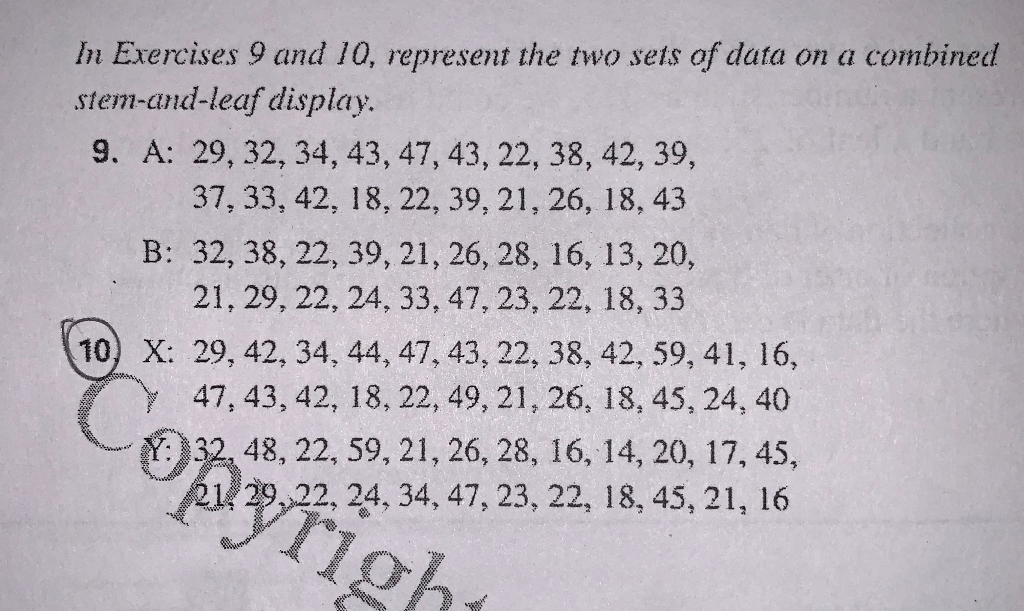 Solved In Exercises 9 and 10, represent the two sets of data | Chegg.com