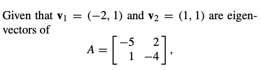 Solved Given that v1=(−2,1) and v2=(1,1) are eigenvectors of | Chegg.com