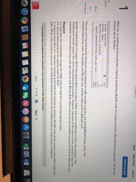 Solved Help Save & Exit Submit Check my work 1 Alton Inc. is | Chegg.com