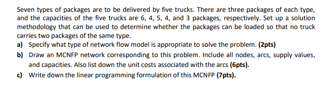 Solved Seven types of packages are to be delivered by five | Chegg.com