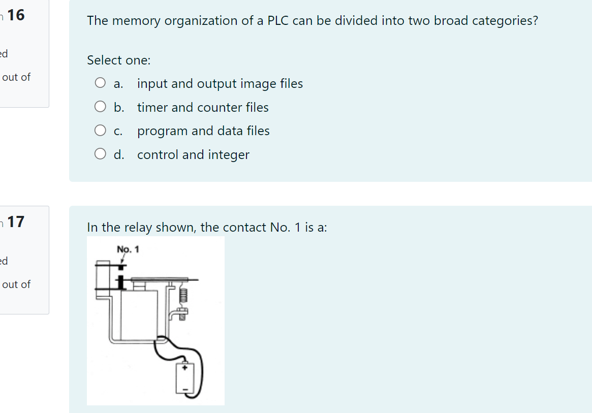 Solved The memory organization of a PLC can be divided into | Chegg.com