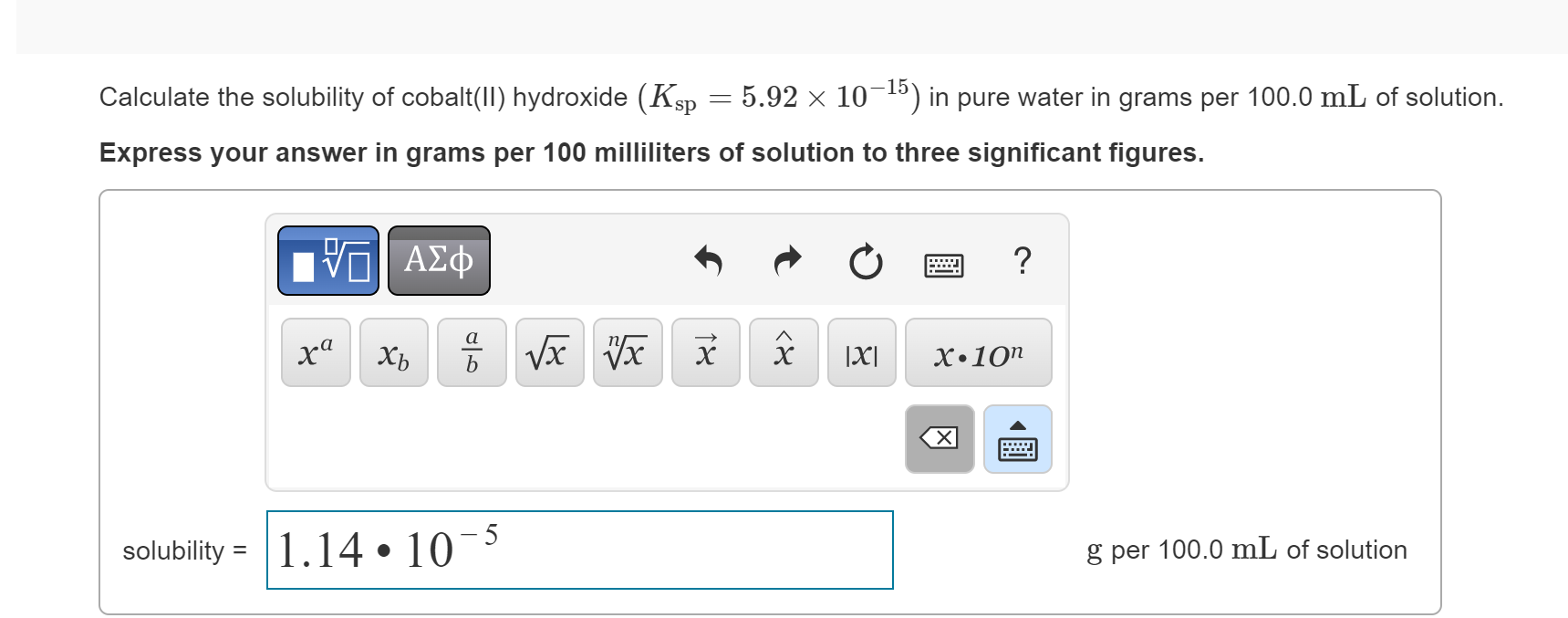 Solved Calculate the solubility of cobalt(II) hydroxide | Chegg.com