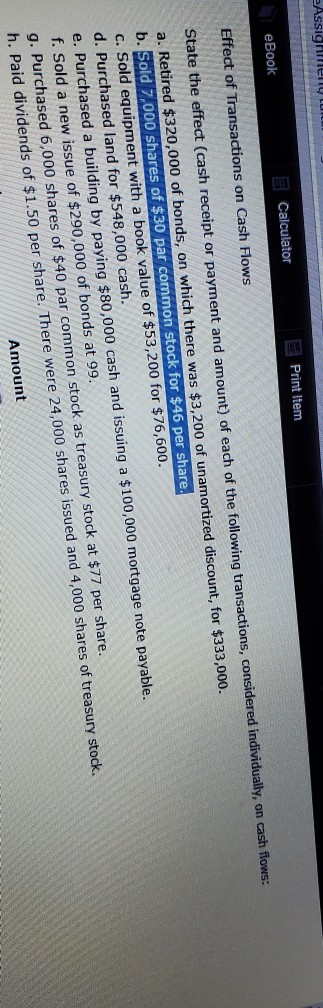 Solved Assignment E Print Item Calculator eBook Effect of | Chegg.com