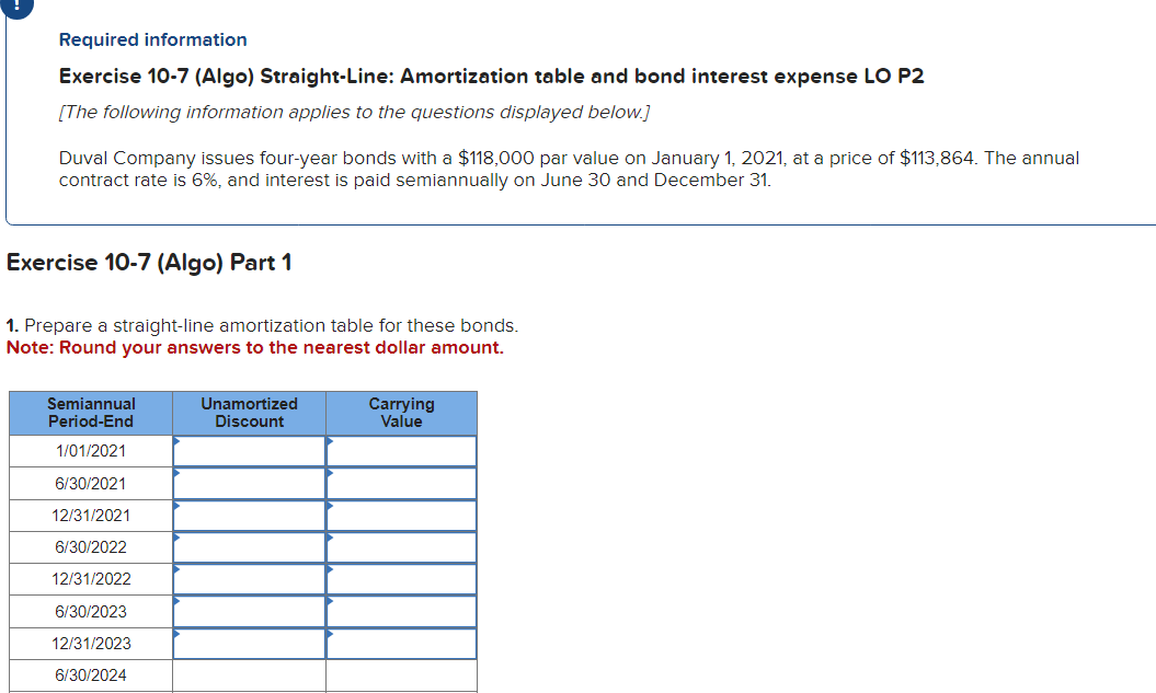 Solved Required information Exercise 10-7 (Algo) | Chegg.com