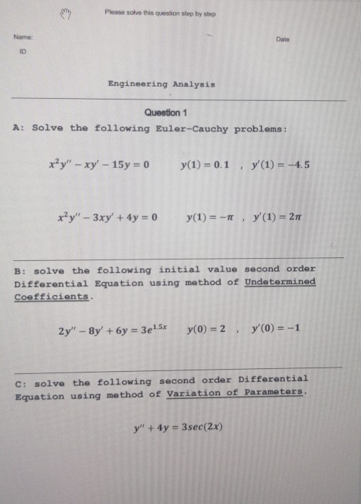 Solved Please solve this question with an explanation of the | Chegg.com