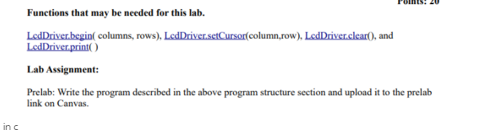 Solved Functions that may be needed for this lab. | Chegg.com