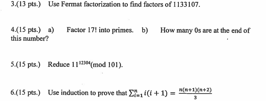 Solved 3.(13 pts.) Use Fermat factorization to find factors | Chegg.com