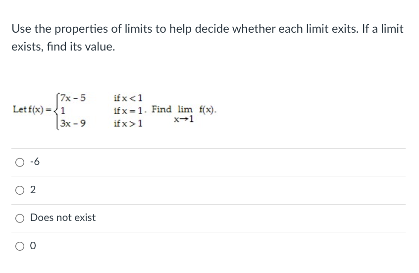 Solved Use the properties of limits to help decide whether | Chegg.com