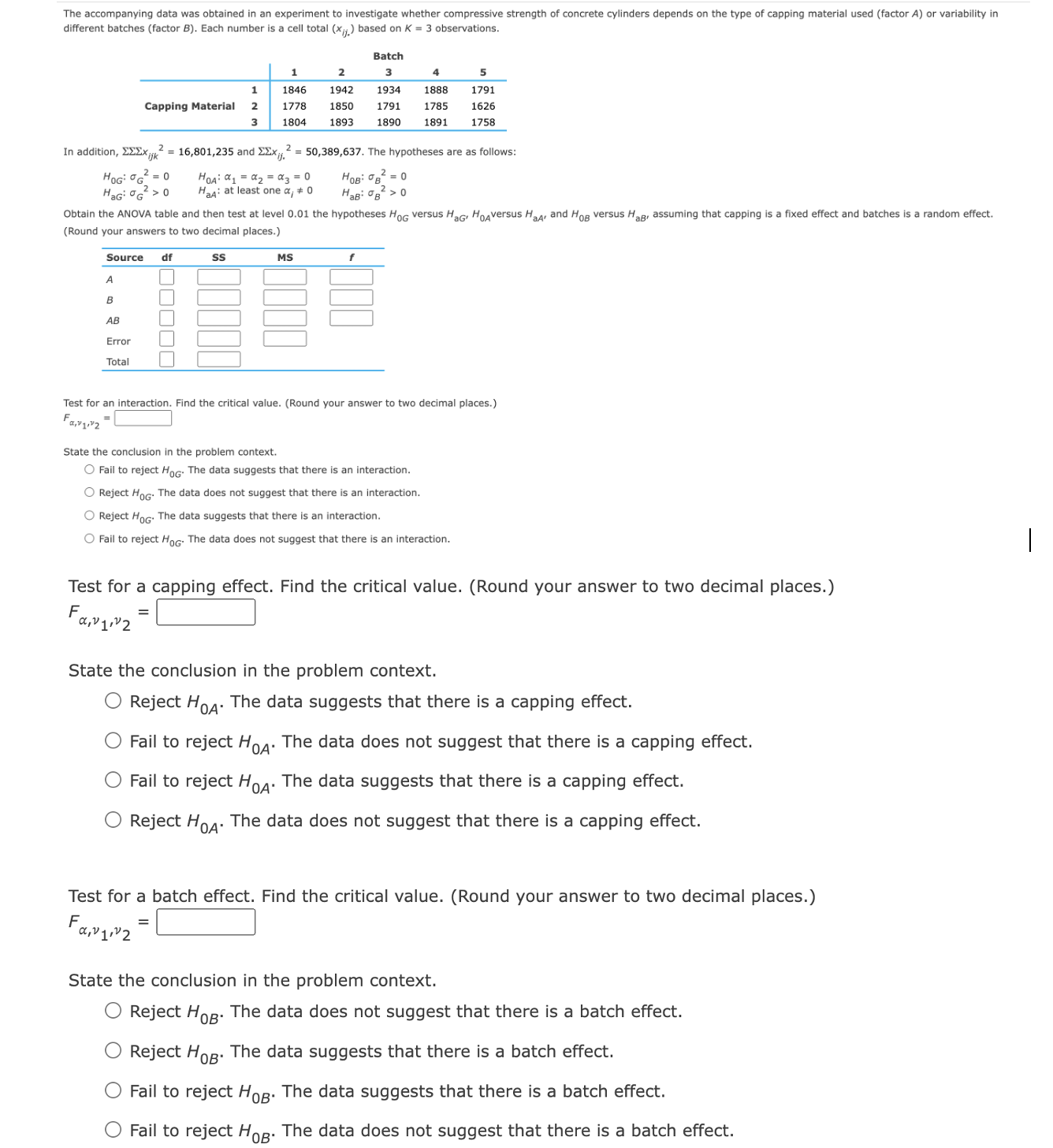 Solved The accompanying data was obtained in an experiment | Chegg.com