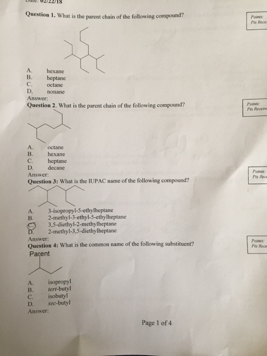 Solved Daie: 02722718 Question 1. What is the parent chain | Chegg.com