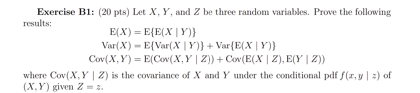 Solved Exercise B1: (20 pts) Let X,Y, and Z be three random | Chegg.com