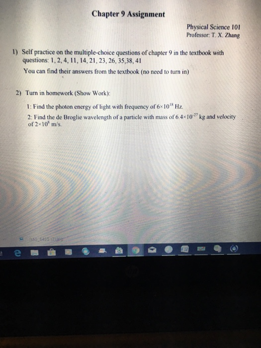 Solved Chapter 9 Assignment Physical Science 101 Professor: | Chegg.com