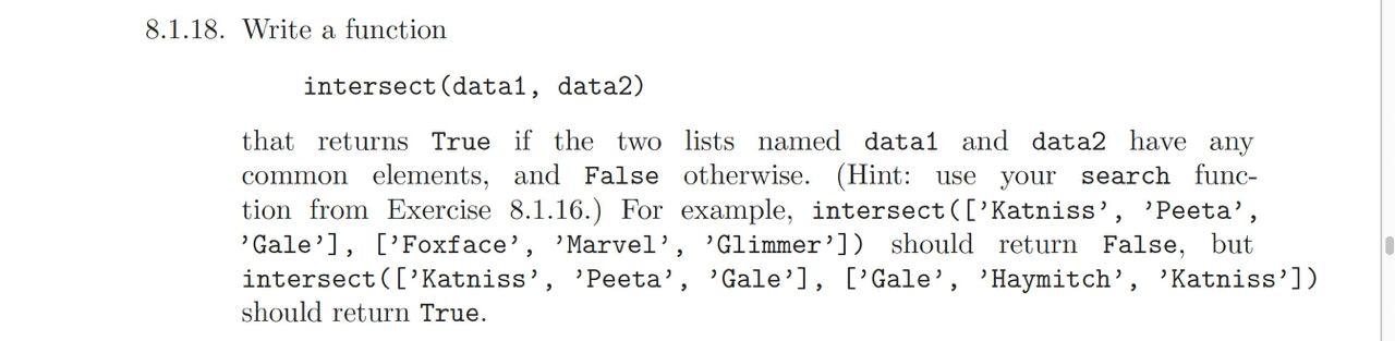 Solved 8118 Write A Function Intersect Data1 Data2 
