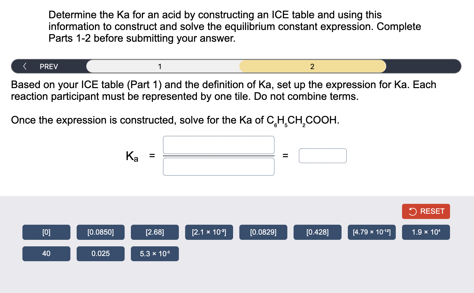Determine the Ka for an acid by constructing an ICE | Chegg.com