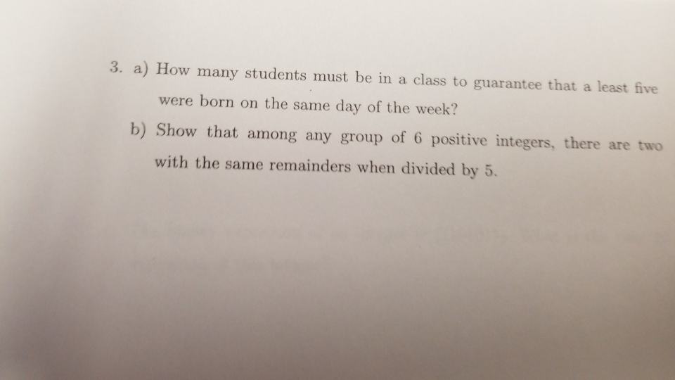 Solved 3. a) How many students must be in a class to | Chegg.com