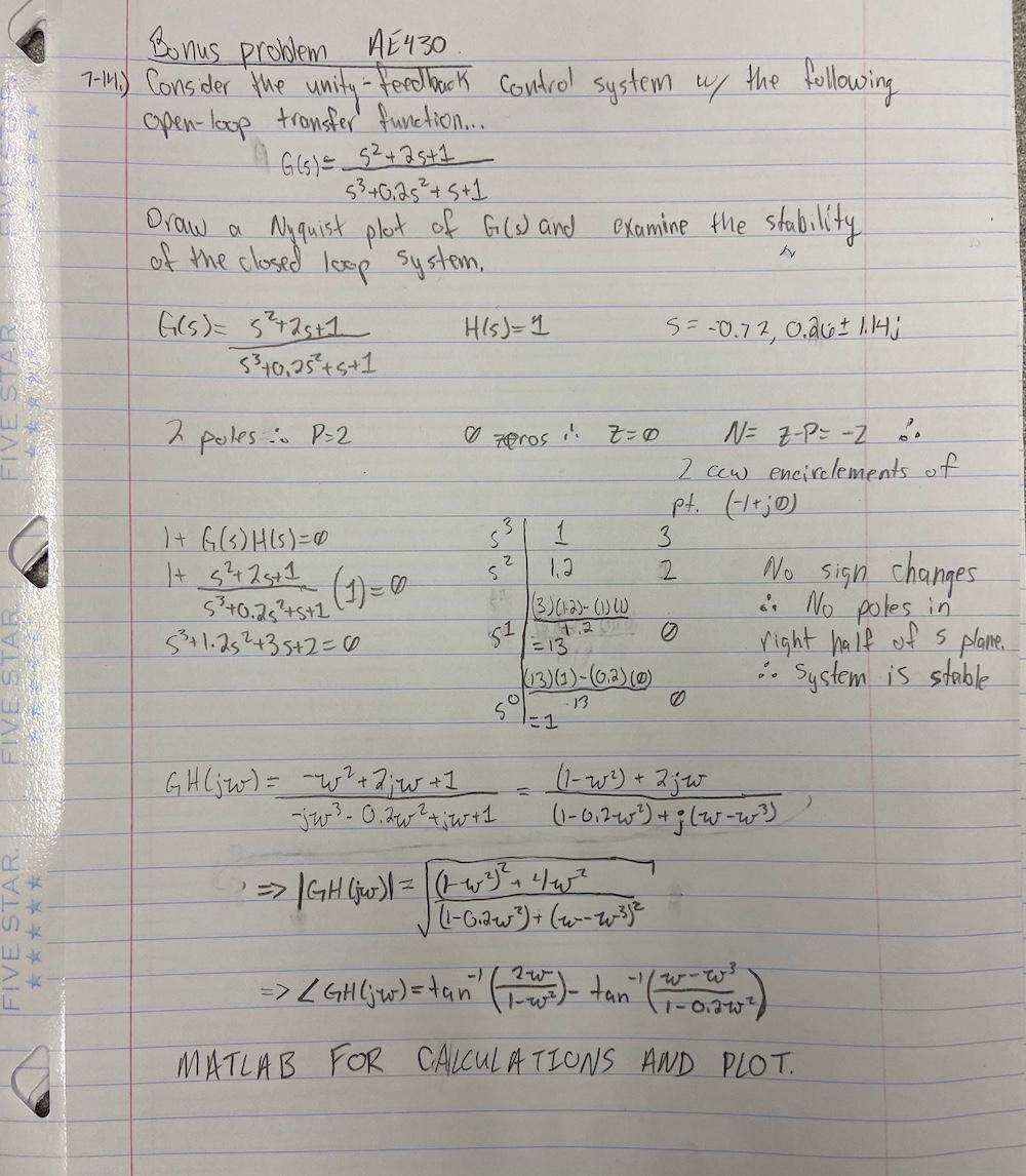 Solved NEED MATLAB HELP! CONTROLS AND NYQUIST PLOT. Show all | Chegg.com