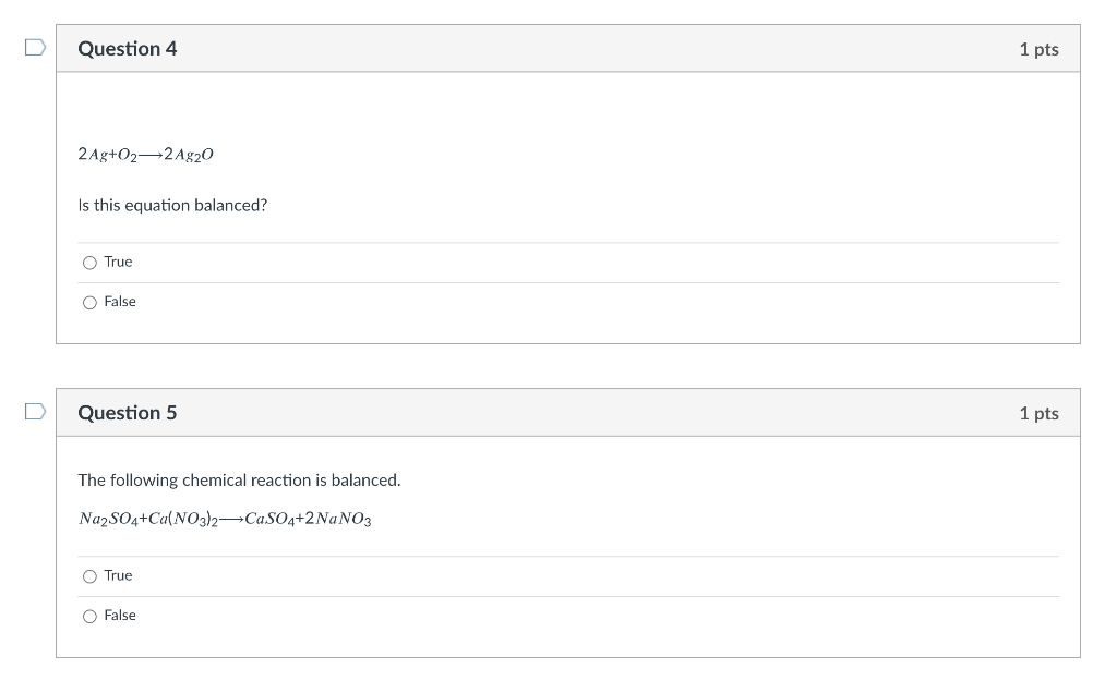 Solved Question 4 1 pts 2 Ag+02—2A320 Is this equation | Chegg.com