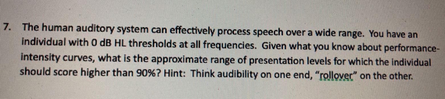 Solved 7. The human auditory system can effectively process | Chegg.com