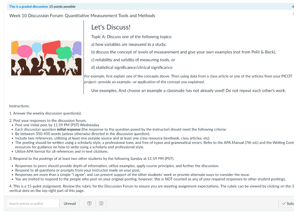 Solved Week 10 Discussion Forum: Quantitative Measurement | Chegg.com