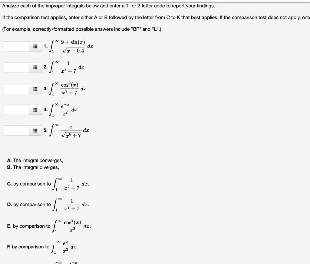 Solved Analyze each of the improper integrals below and | Chegg.com