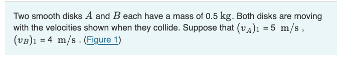 Solved Two smooth disks A and B each have a mass of 0.5 kg. | Chegg.com