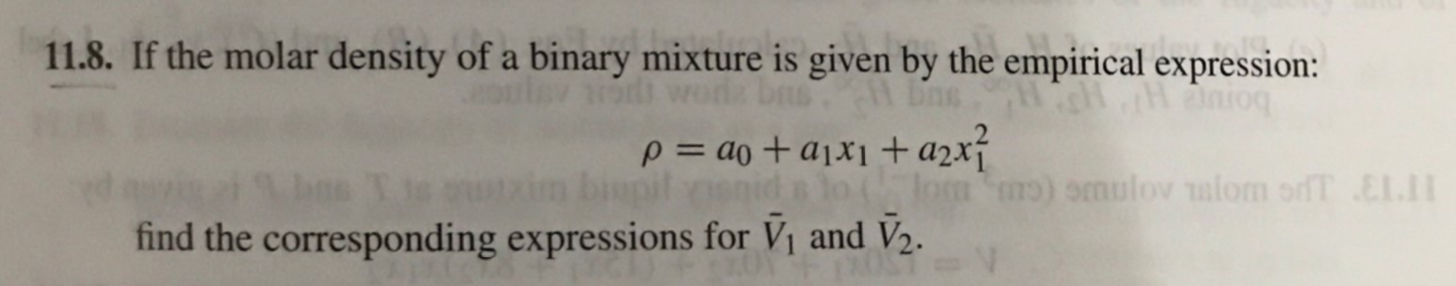 Solved 11.8. If the molar density of a binary mixture is | Chegg.com