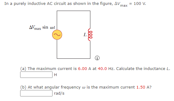 Solved In A Purely Inductive Ac Circuit As Shown In The