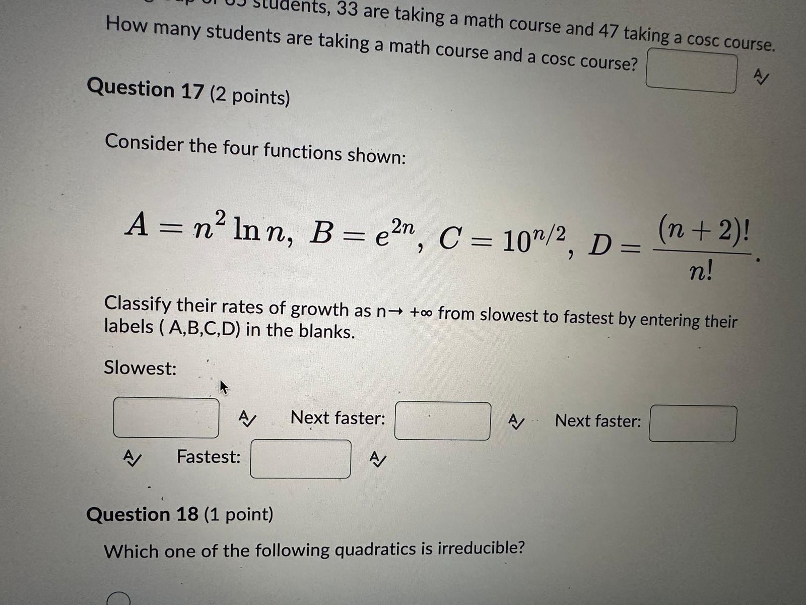 Solved taking a math course and 47 taking a cosc course. | Chegg.com