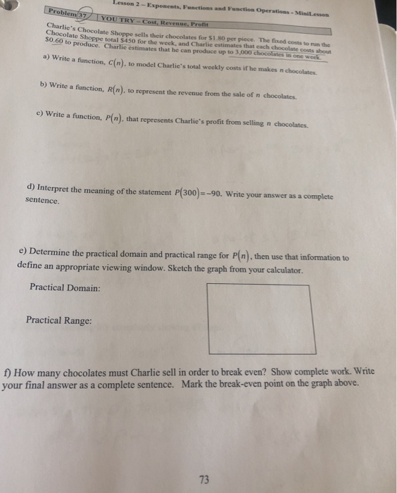 Solved Lesson 2-Exponents, Functions and Function | Chegg.com