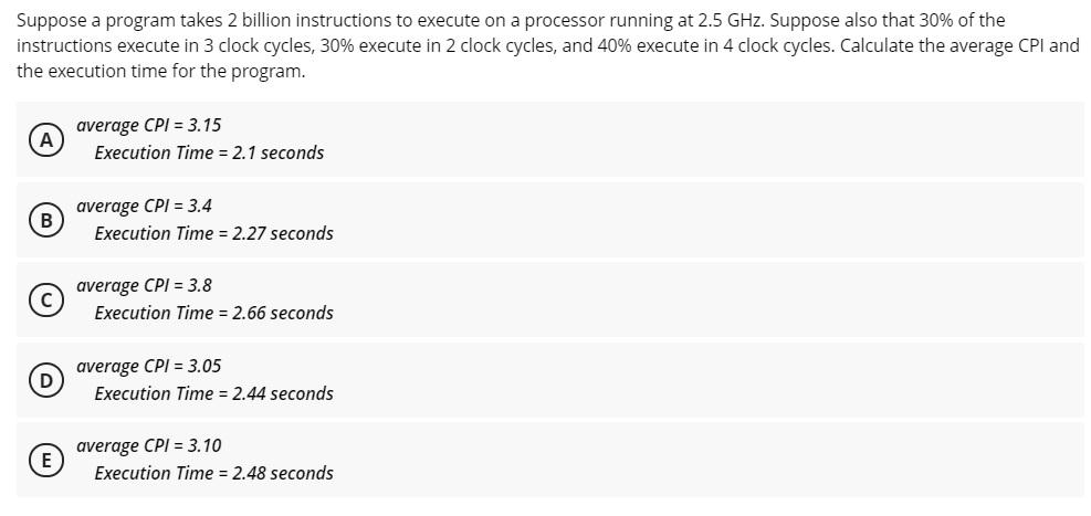 Solved Suppose a program takes 2 billion instructions to | Chegg.com