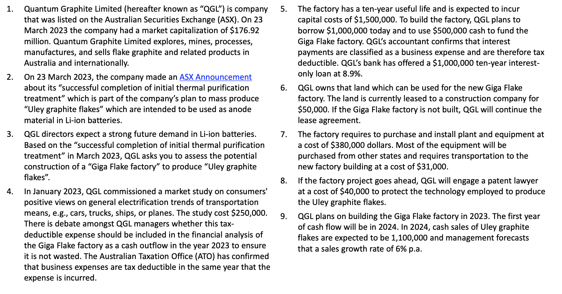 Solved Present an itemised breakdown (and the total) for | Chegg.com