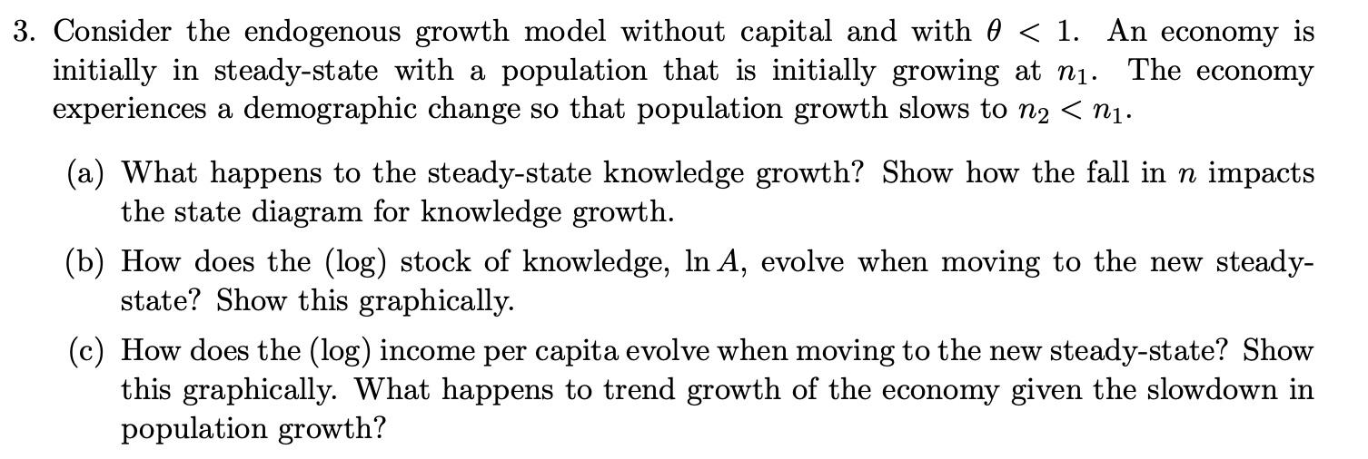 Solved 3. Consider the endogenous growth model without | Chegg.com