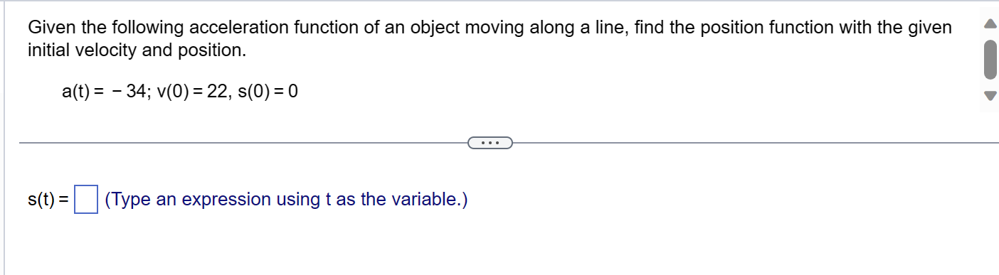 Solved Given the following acceleration function of an | Chegg.com